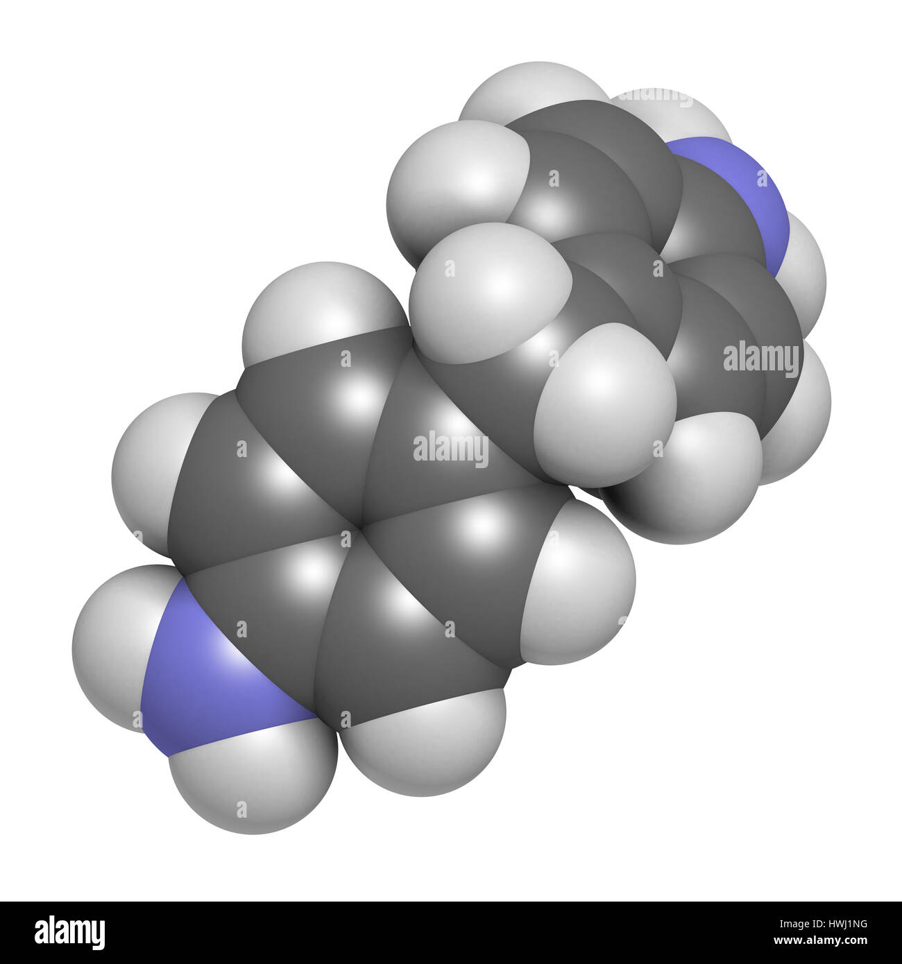 4,4'-methylenedianiline (methylenedianiline, MDA) molecule. 3D ...
