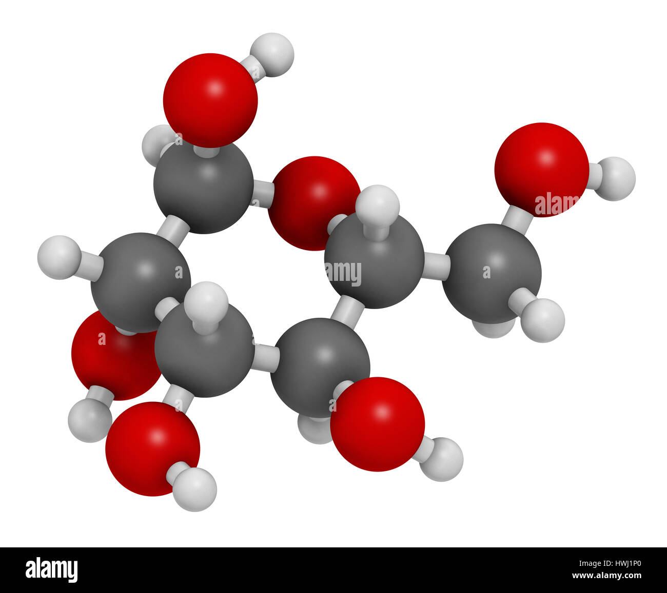 Mannose (D-mannose) sugar molecule. 3D rendering. Epimer of glucose ...
