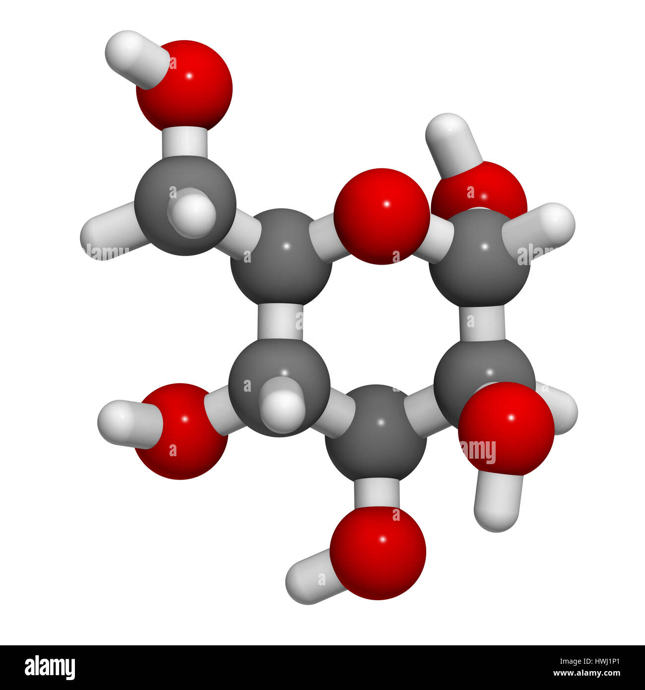 Mannose (D-mannose) sugar molecule. 3D rendering. Epimer of glucose ...