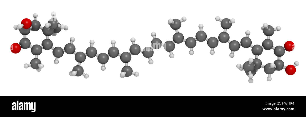 Astaxanthin pigment molecule. 3D rendering. Carotenoid responsible for ...