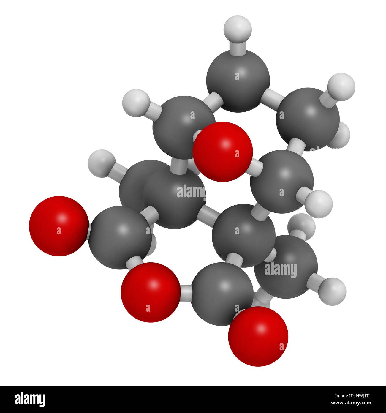 Cantharidin blister beetle poison molecule. 3D rendering. Secreted by ...