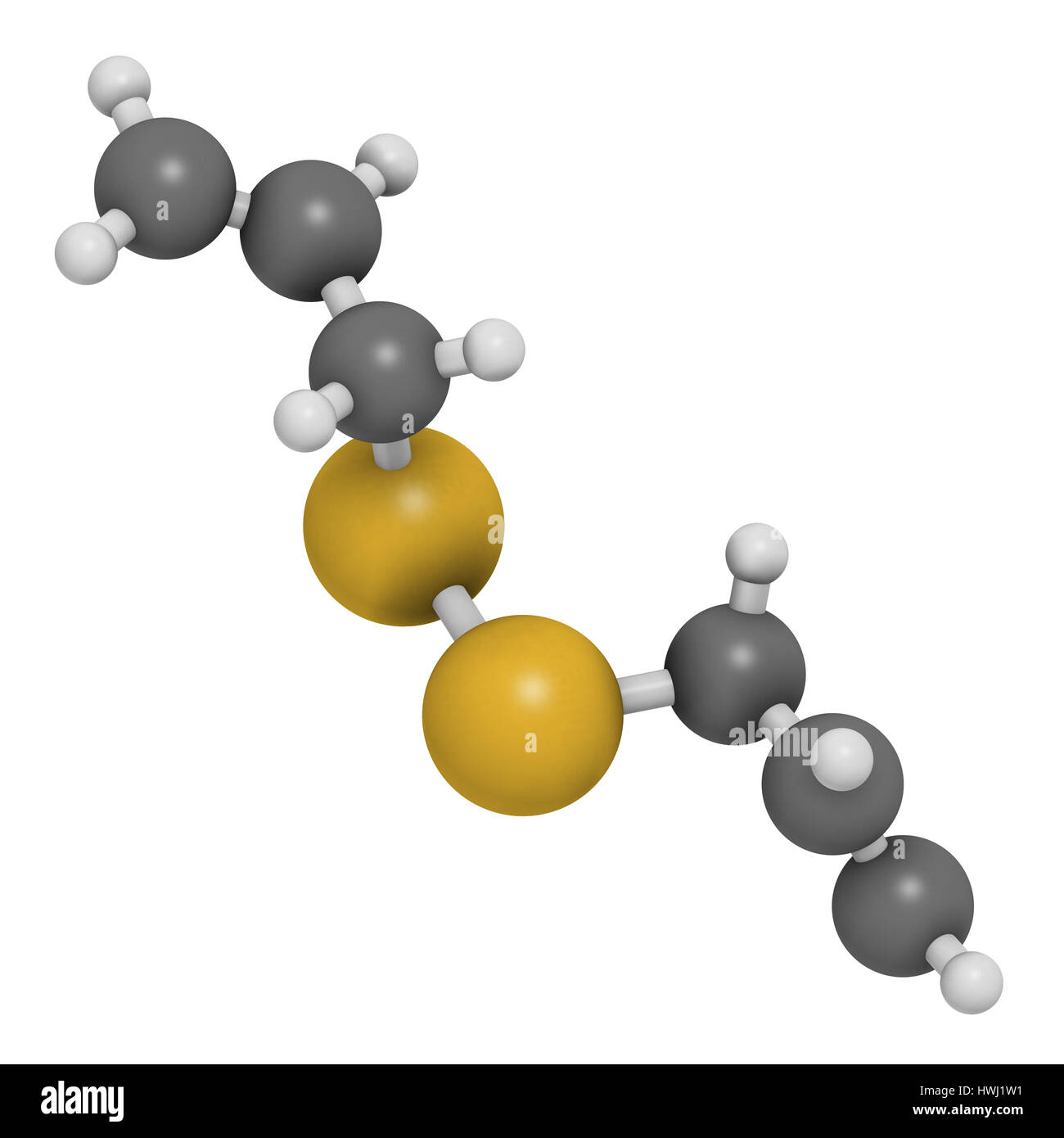 Diallyl disulfide garlic molecule. 3D rendering. One of the compounds ...