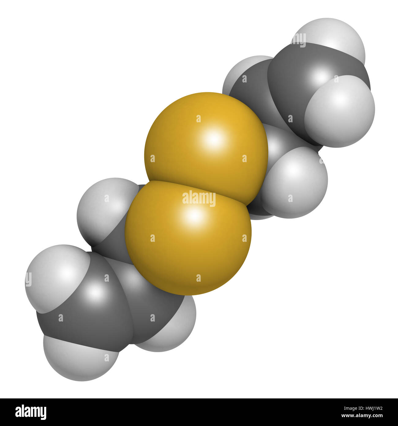 Diallyl disulfide garlic molecule. 3D rendering. One of the compounds ...
