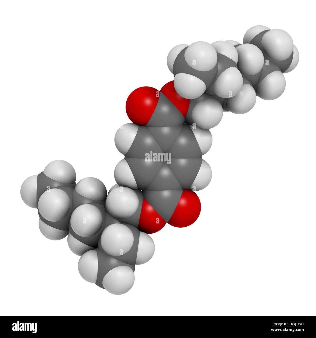 Dioctyl terephthalate (DOTP, DEHT) plasticizer molecule. 3D rendering ...