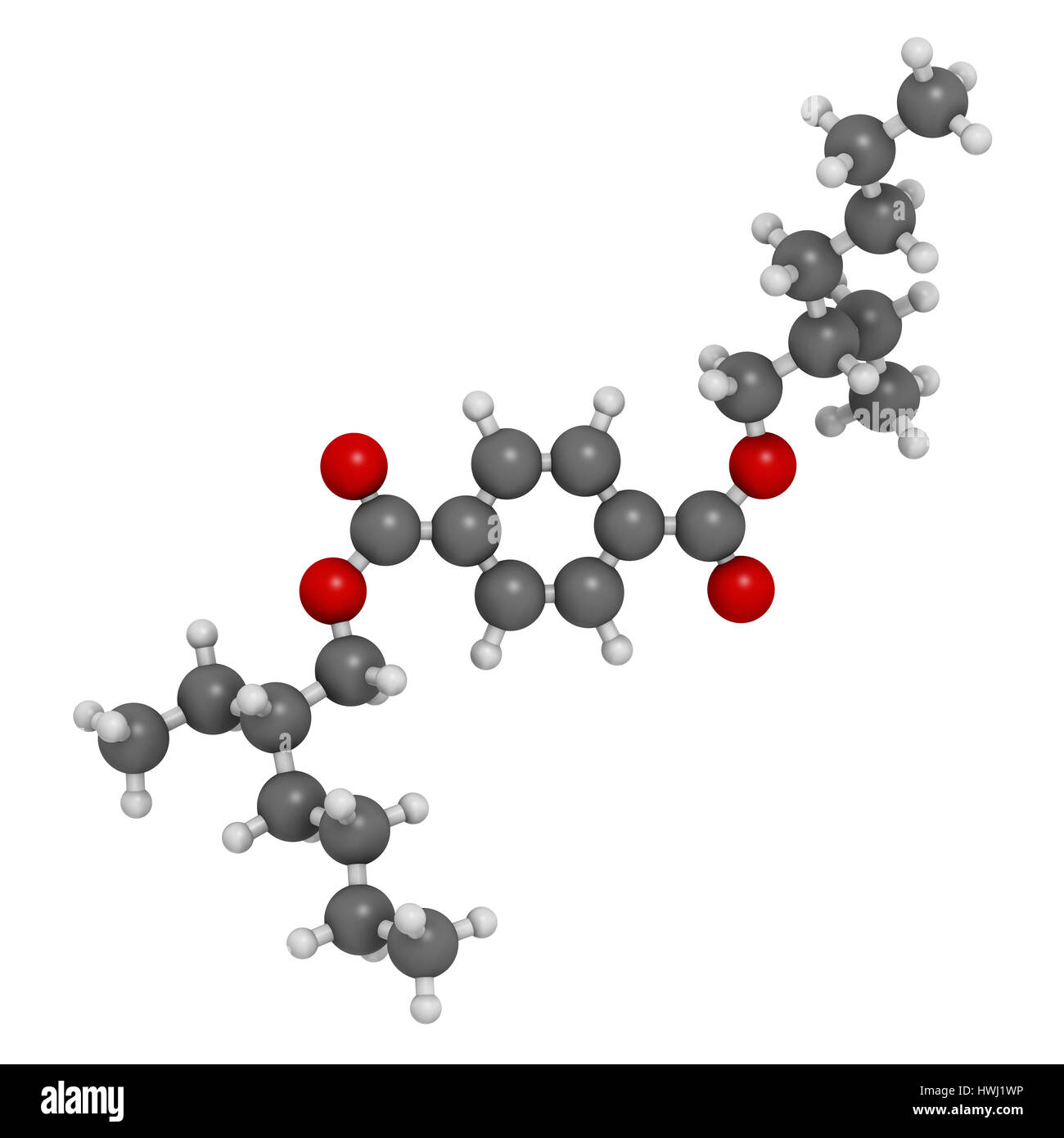 Dioctyl terephthalate (DOTP, DEHT) plasticizer molecule. 3D rendering ...