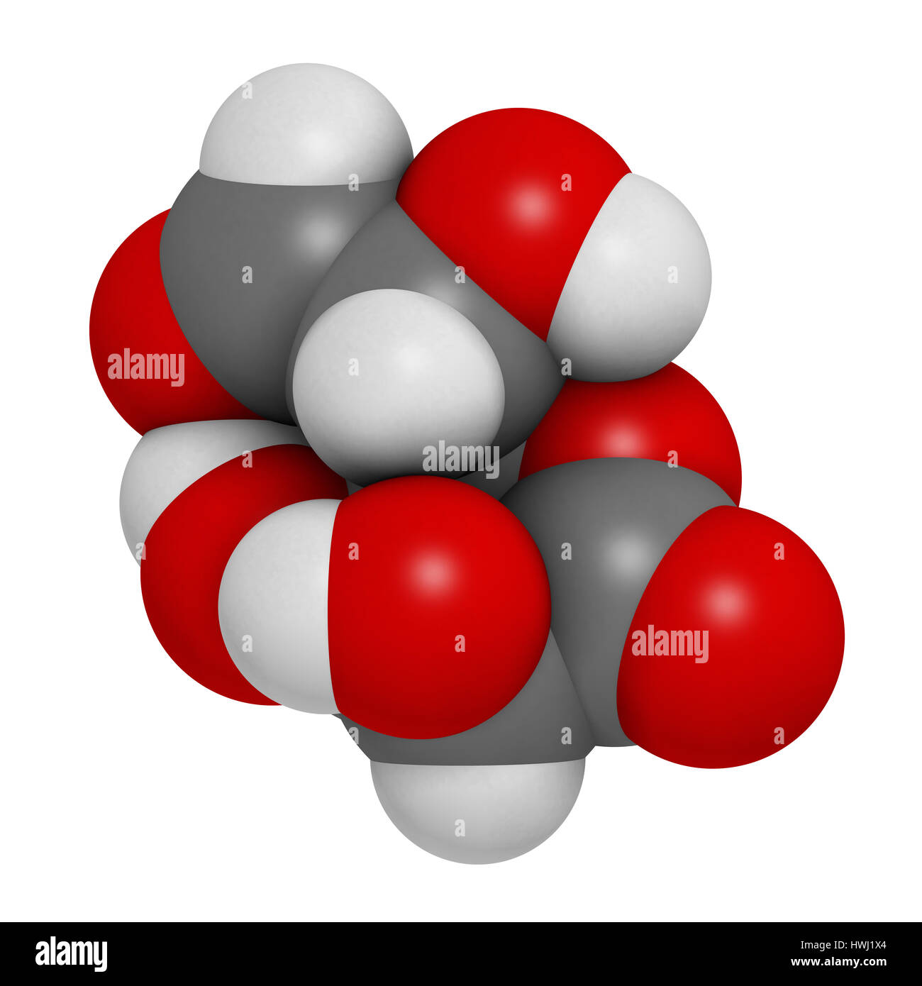Glucuronolactone molecule. 3D rendering. Used in food supplements and ...