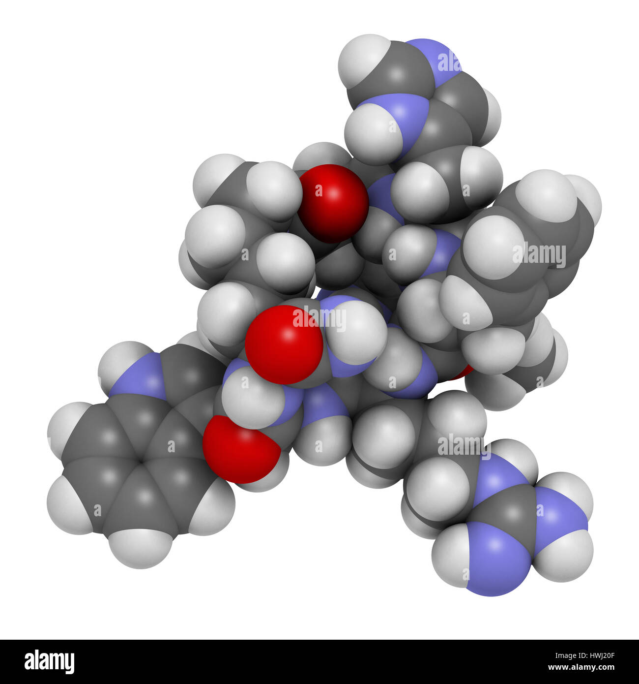 Melanotan II synthetic tanning drug molecule. 3D rendering. Not ...
