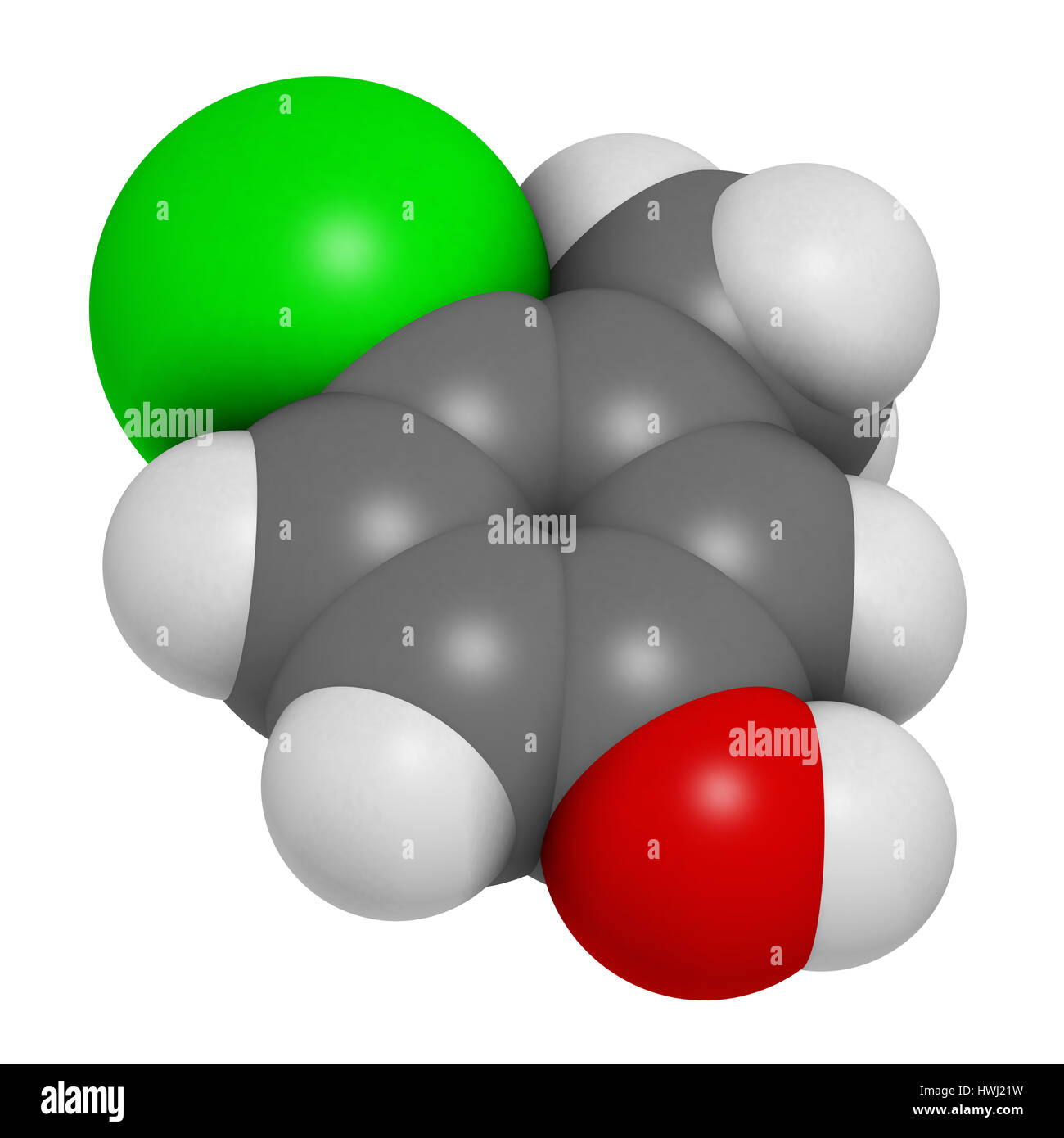 Chlorocresol (p-chlorocresol) antiseptic and preservative molecule. 3D ...