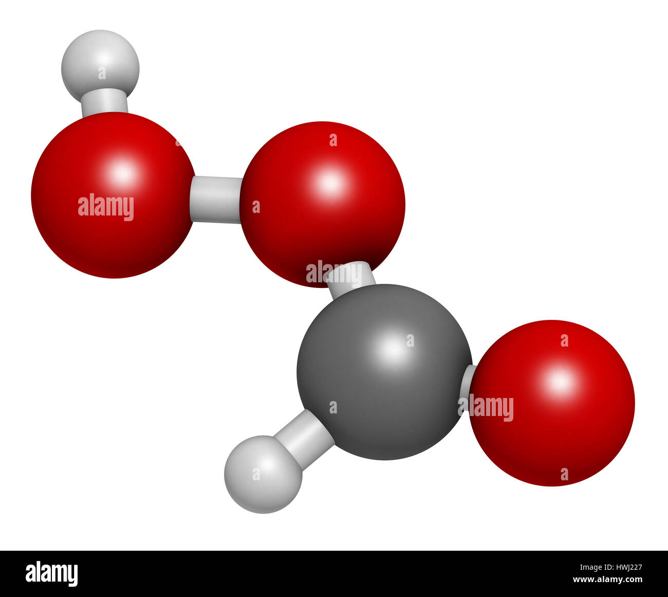 Performic acid (PFA) disinfectant molecule. 3D rendering. Used as ...
