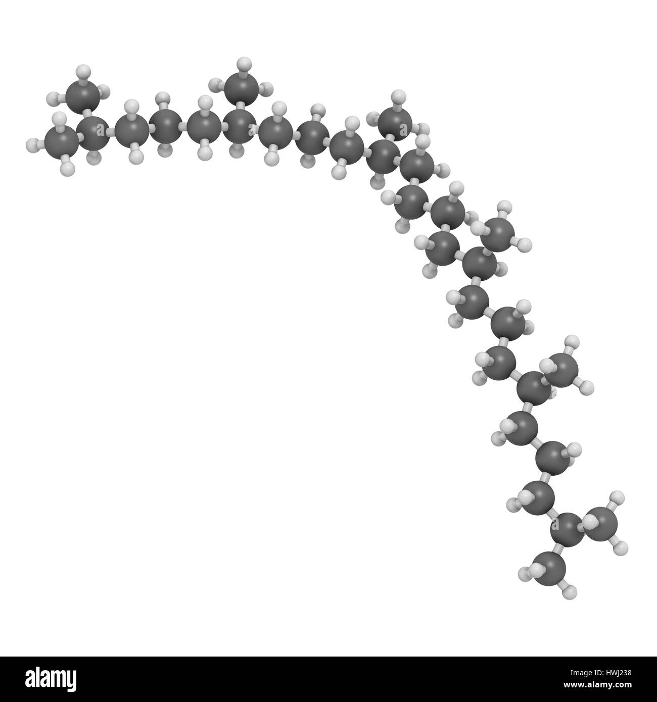 Squalane molecule. 3D rendering. Saturated compound, derived from ...