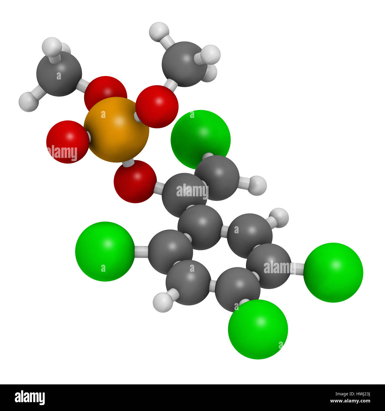 Tetrachlorvinphos organophosphate insecticide molecule. 3D rendering ...