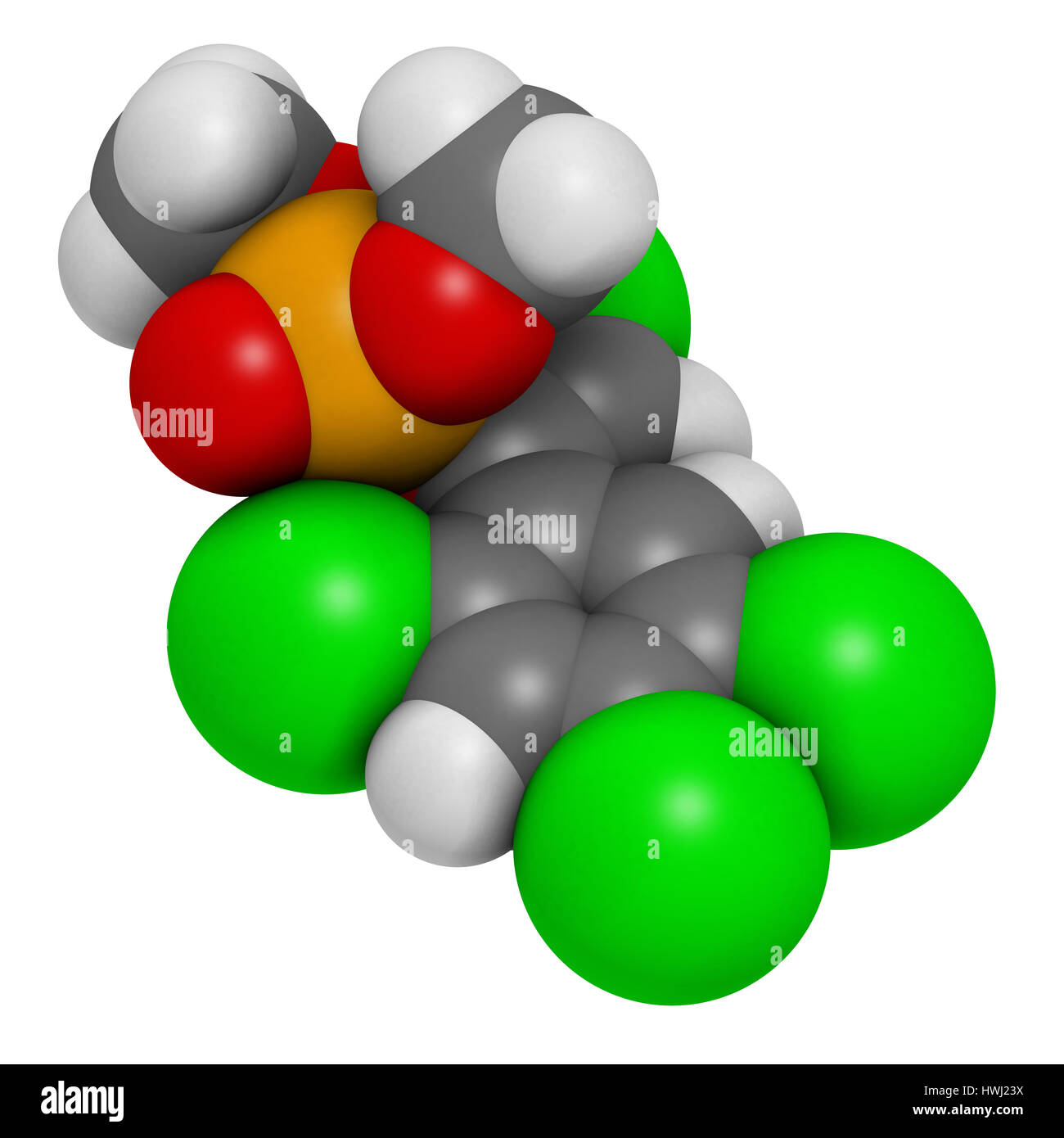 Tetrachlorvinphos organophosphate insecticide molecule. 3D rendering ...