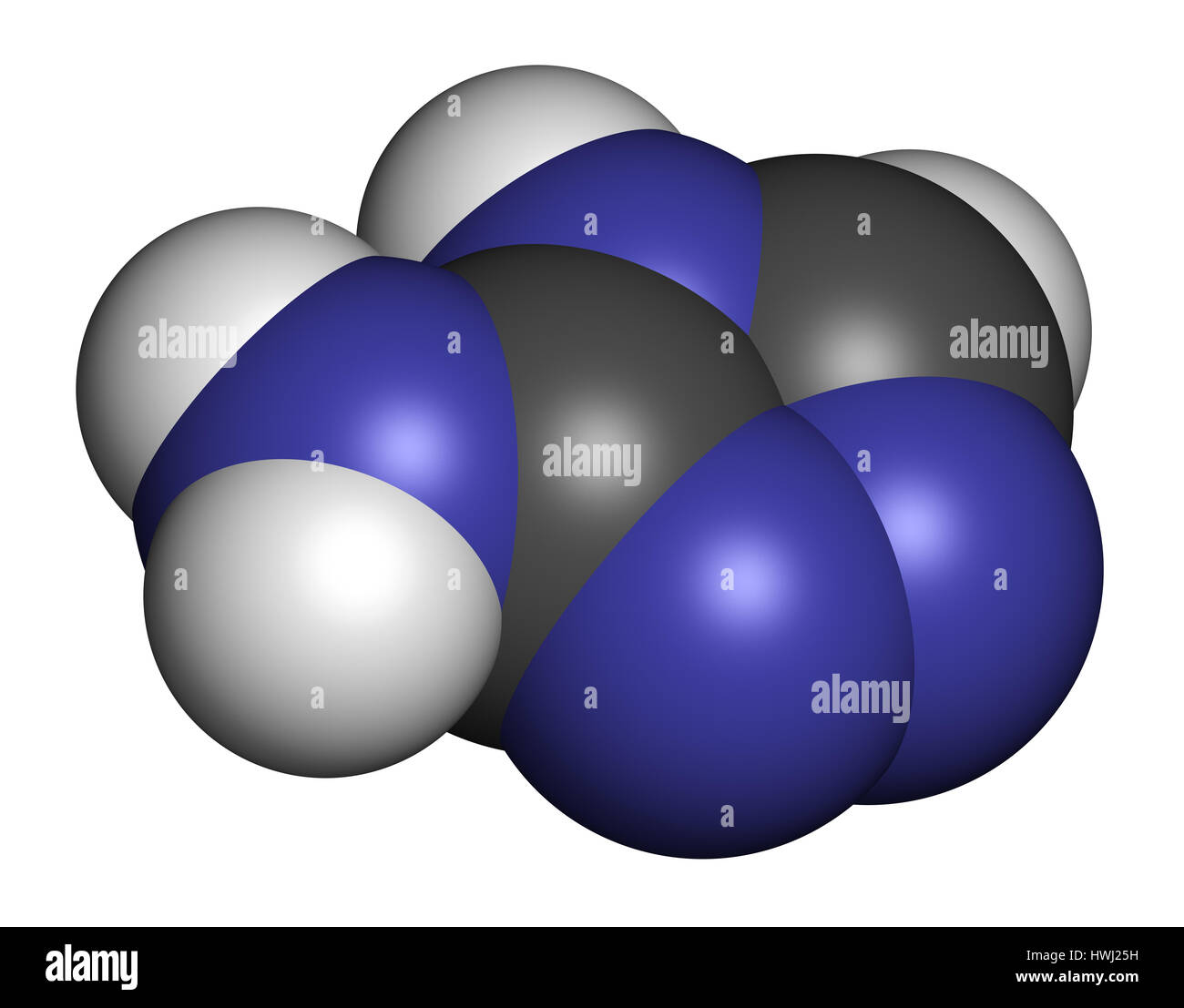 Amitrol (3-Amino-1,2,4-triazole, 3-AT) herbicide molecule. 3D rendering ...