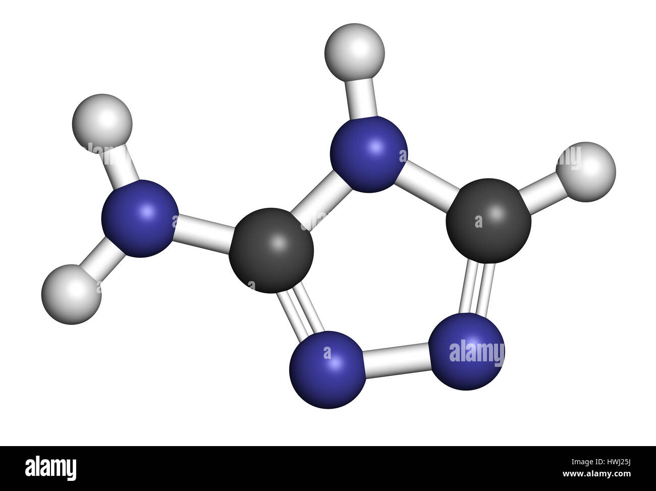 Amitrol (3-Amino-1,2,4-triazole, 3-AT) herbicide molecule. 3D rendering ...
