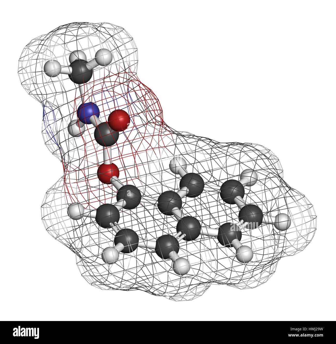 Carbaryl (carbaril) insecticide molecule (carbamate class). 3D ...