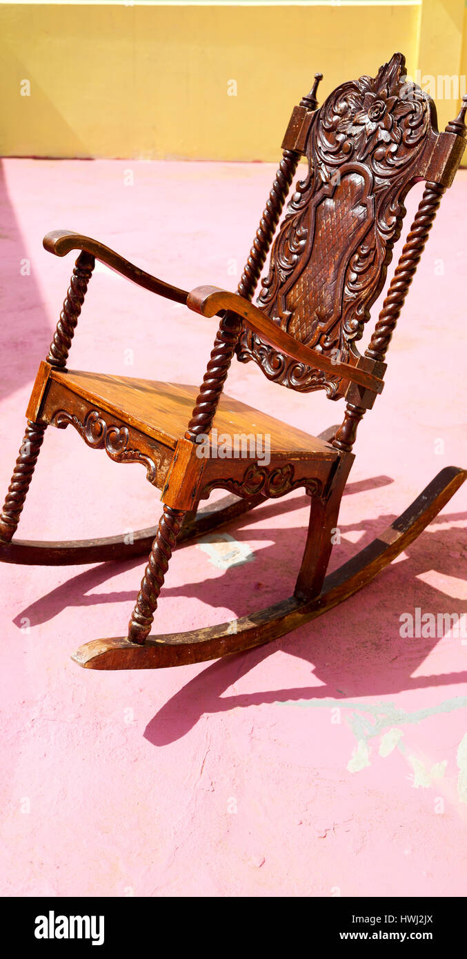 in philippines old dirty terrace whith rocking chair empty Stock Photo ...