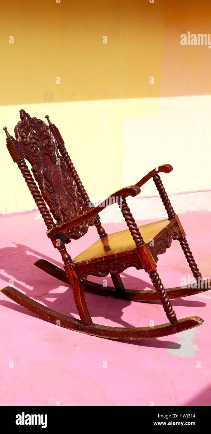 in philippines old dirty terrace whith rocking chair empty Stock Photo ...