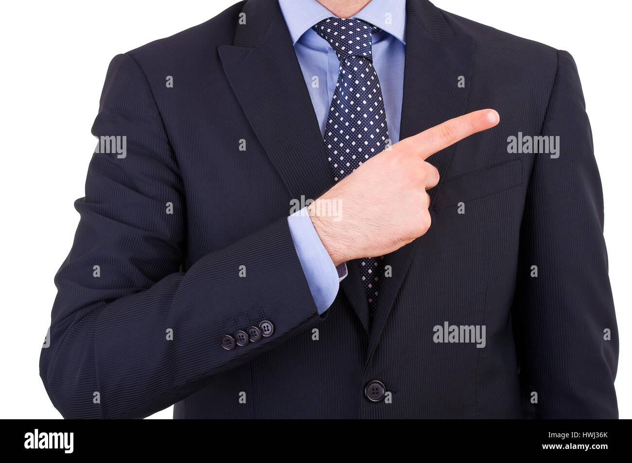 Businessman indicating something Stock Photo - Alamy