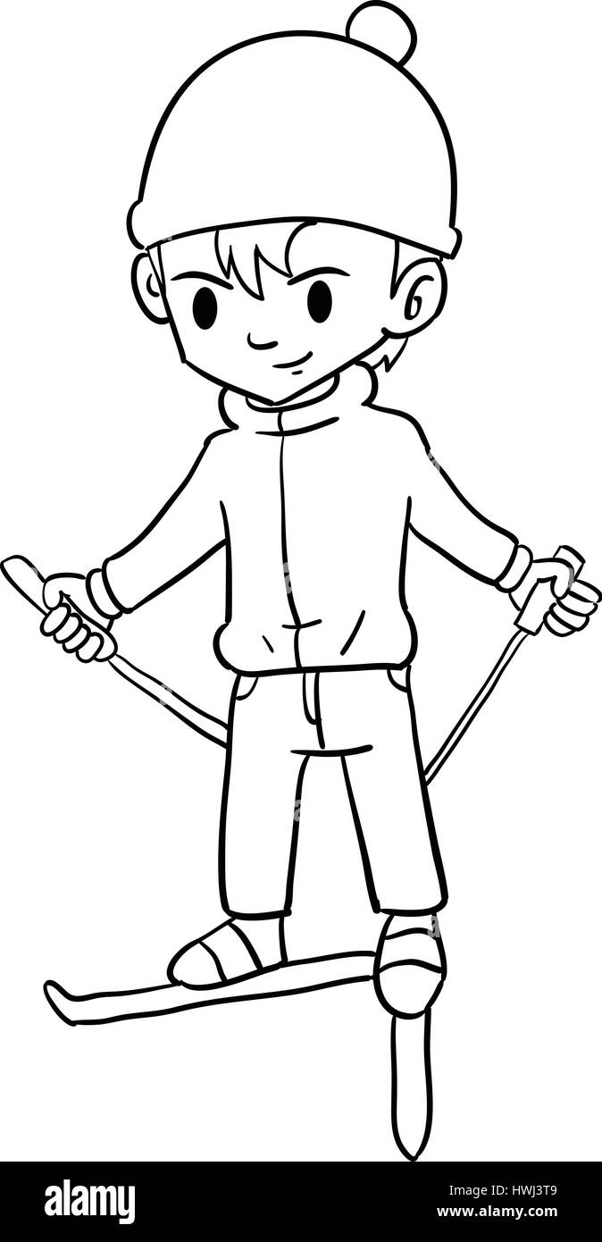 Character of boy playing ski Stock Vector Image & Art - Alamy