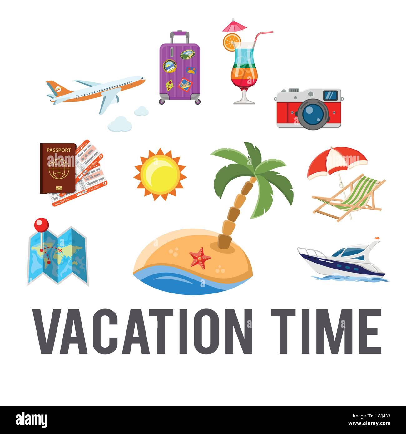 Vacation time travel suitcase Stock Vector Images - Alamy
