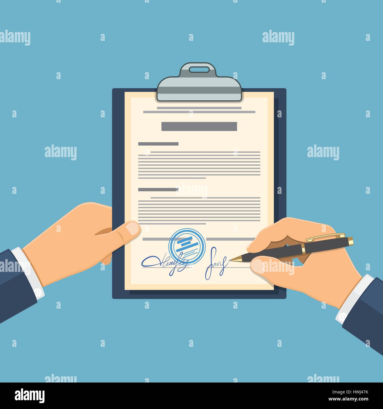 Man signs agreement Stock Vector Image & Art - Alamy