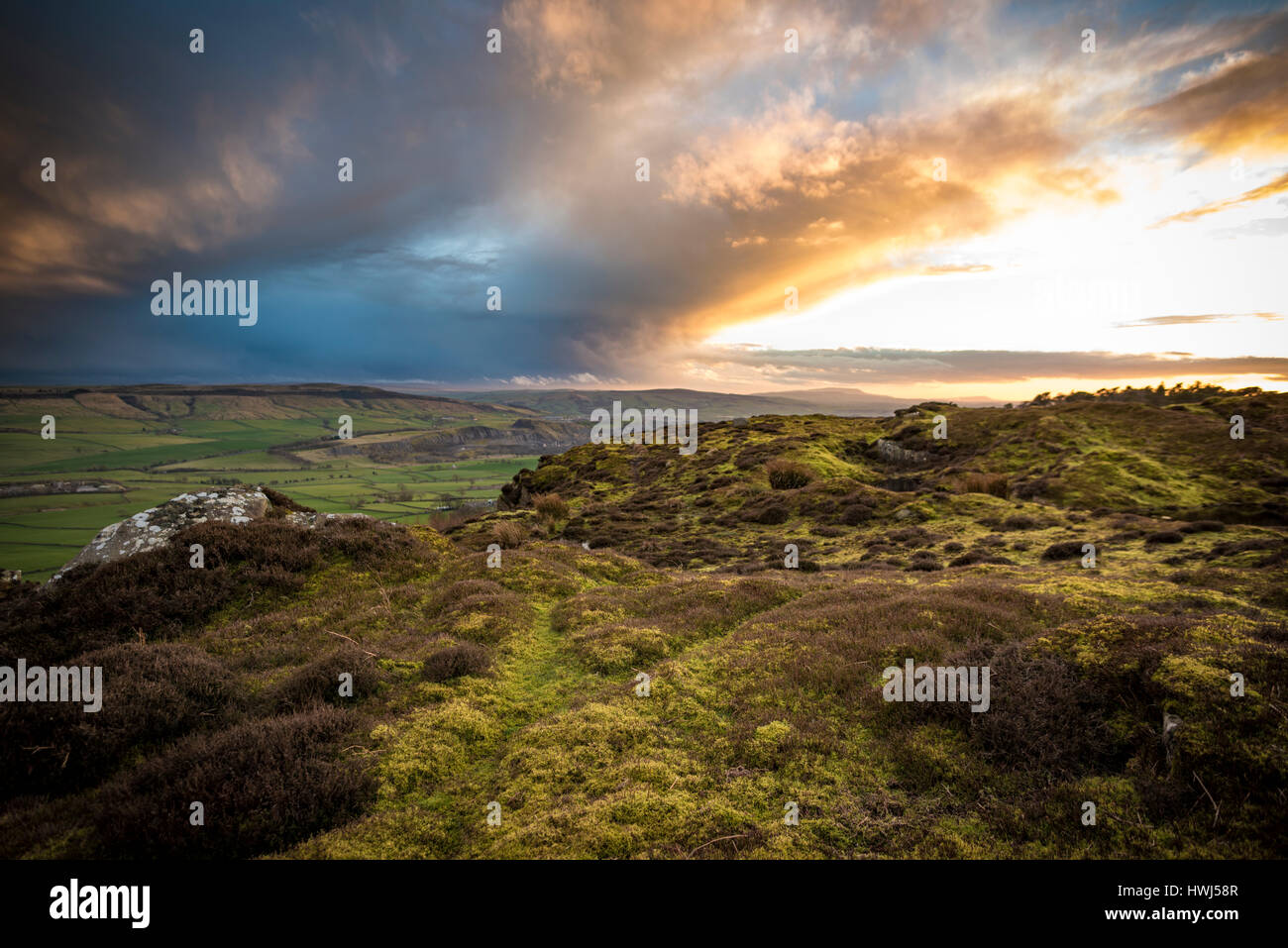 Wonderful sunset from Halton Height (or High Crag) in the heart of the ...