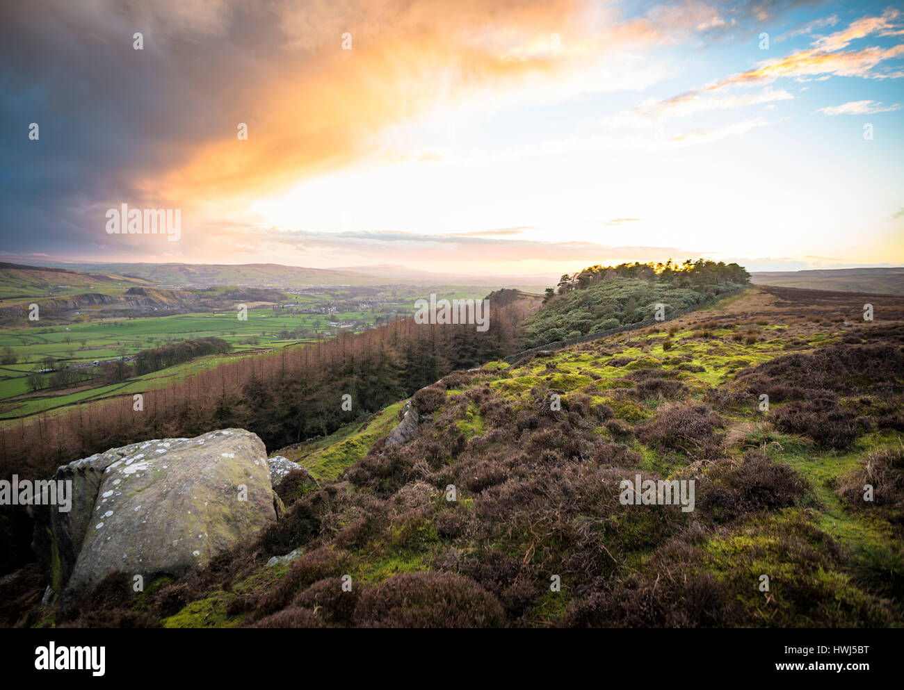 Wonderful sunset from Halton Height (or High Crag) in the heart of the ...