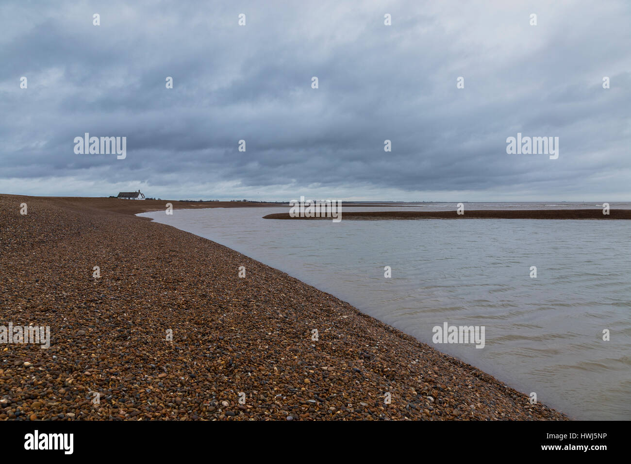 Beach and Tidal Lagoon at Shingle Street Stock Photo - Alamy