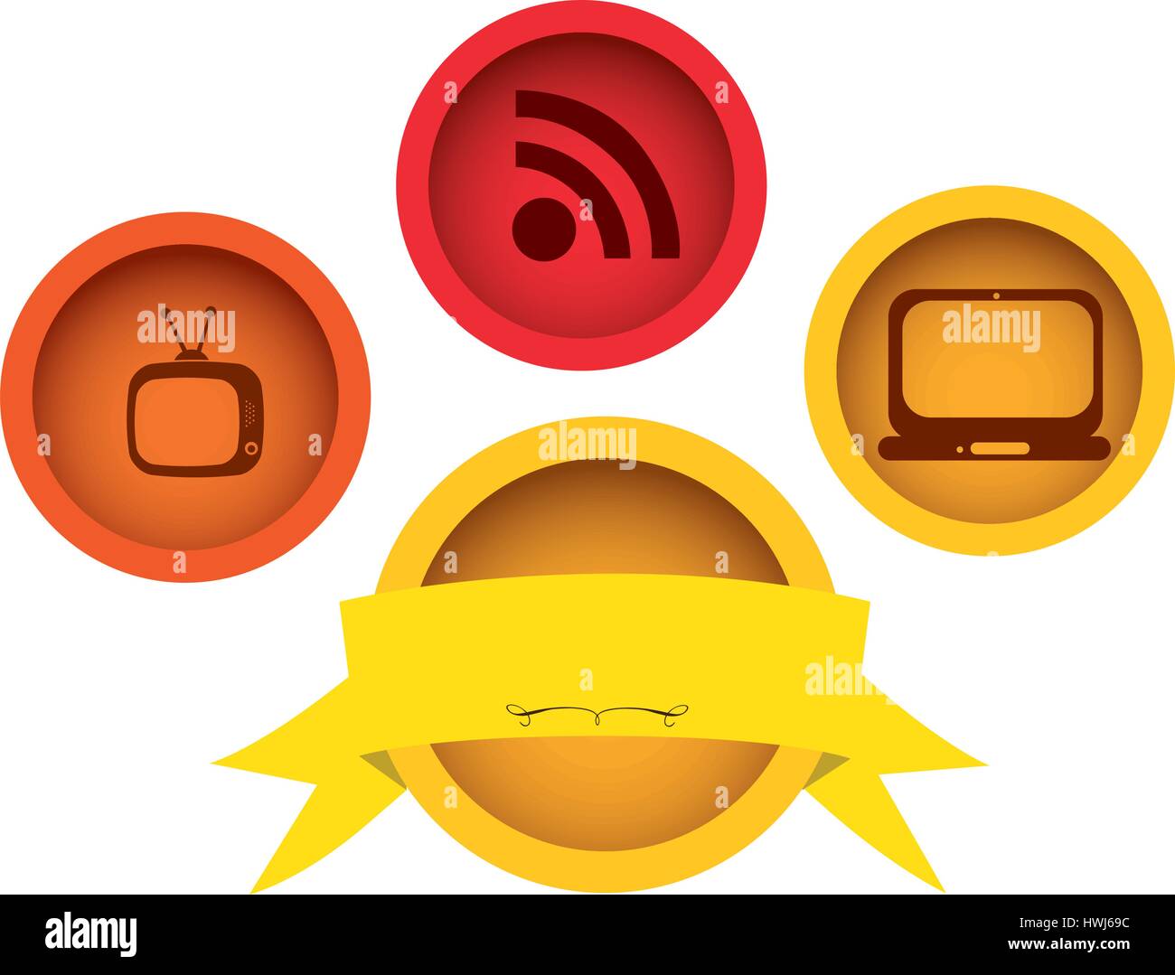 technology buttons apps with emblem and ribbon Stock Vector Image & Art ...