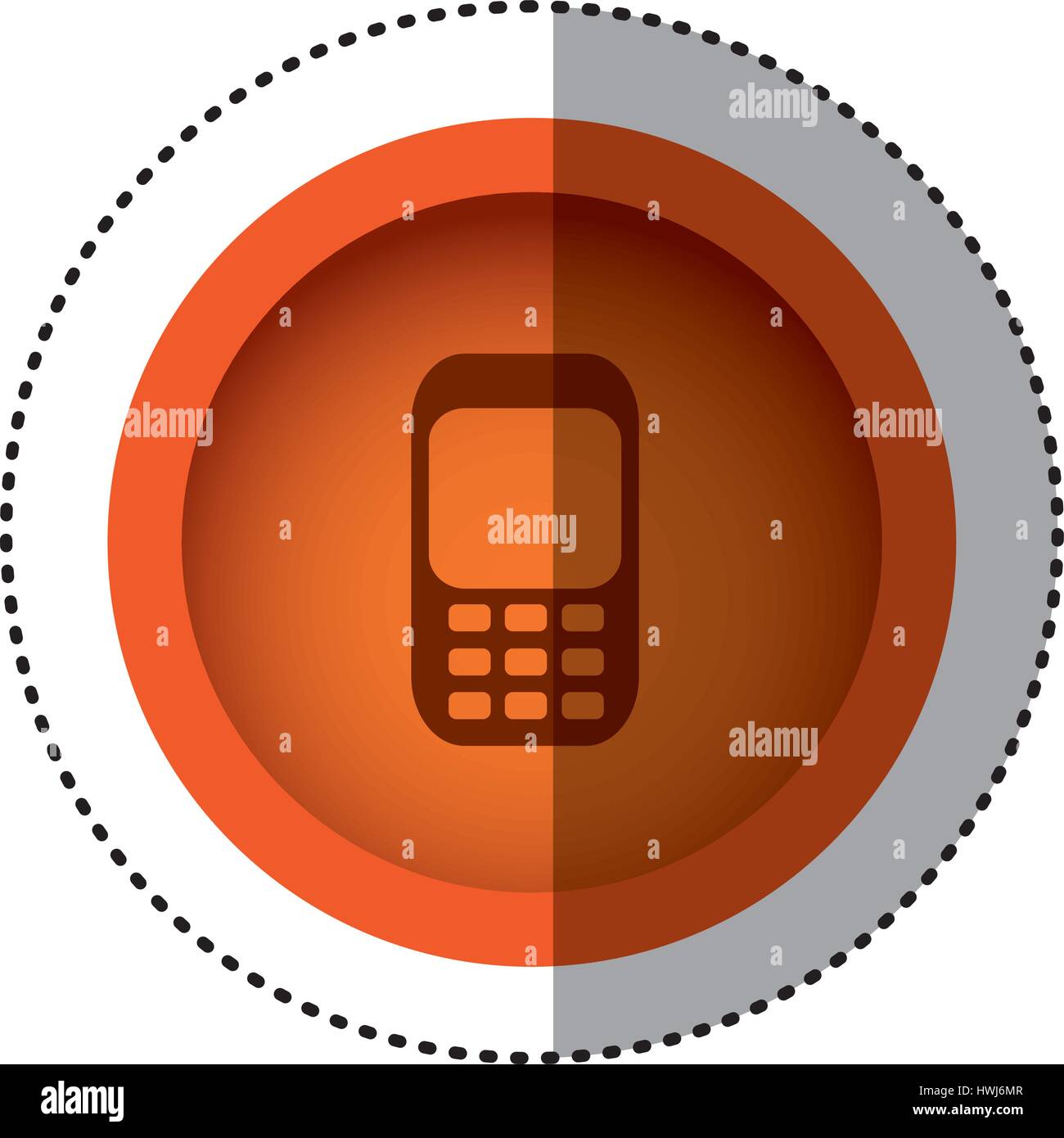 orange round symbol communication cellphone call icon Stock Vector ...
