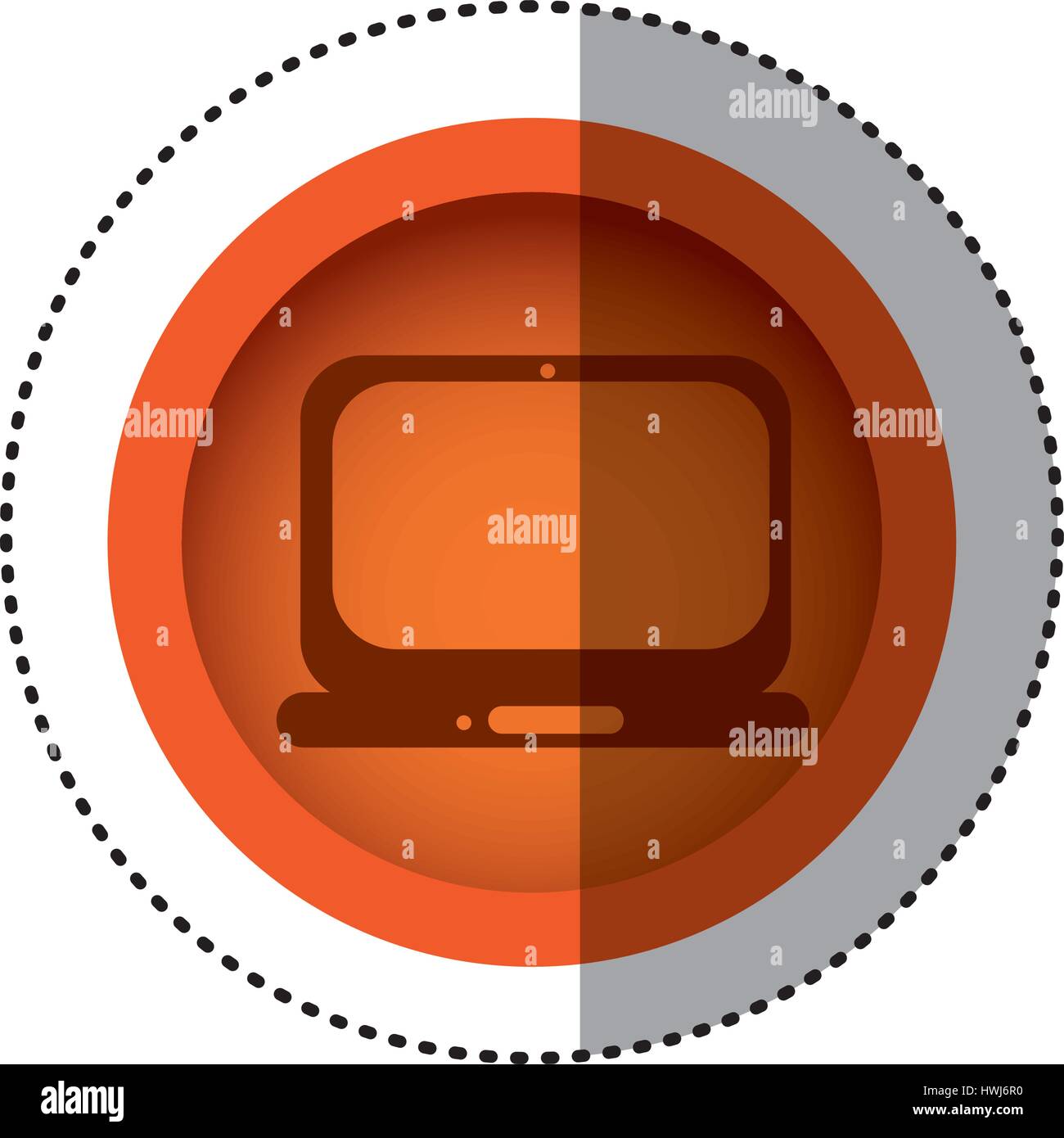 orange round symbol technology laptop service icon Stock Vector Image ...