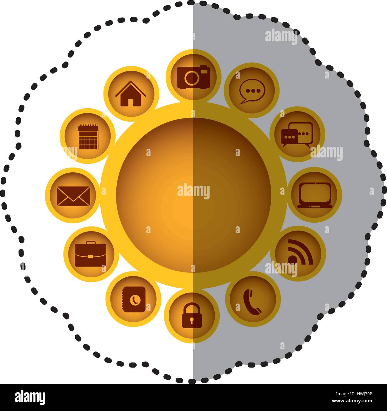 yellow technology apps connections icon Stock Vector Image & Art - Alamy