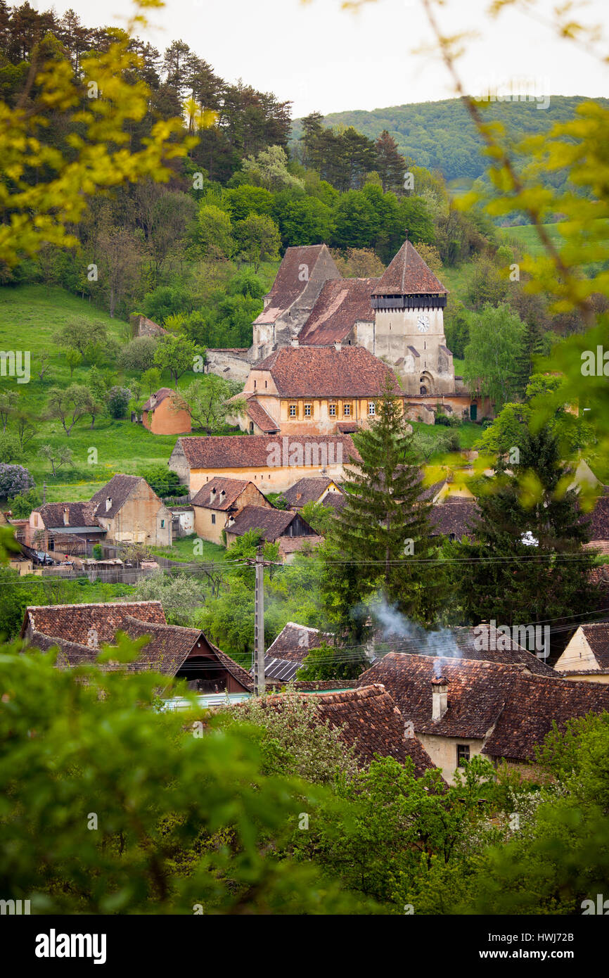 Street view of medieval Saxon village of copsa mare with fortified ...