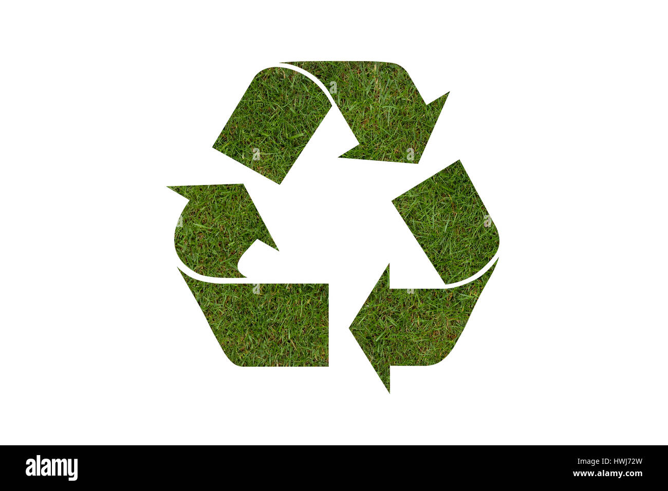 Recycle symbol with real grass texture, isolated on white background ...