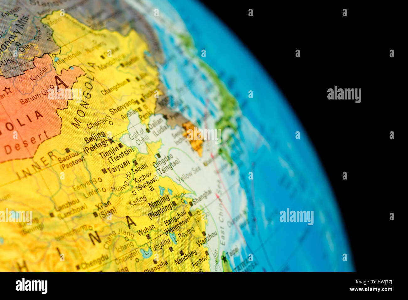 map of China.Selective focus on Beijing. Backlit lighting Stock Photo ...