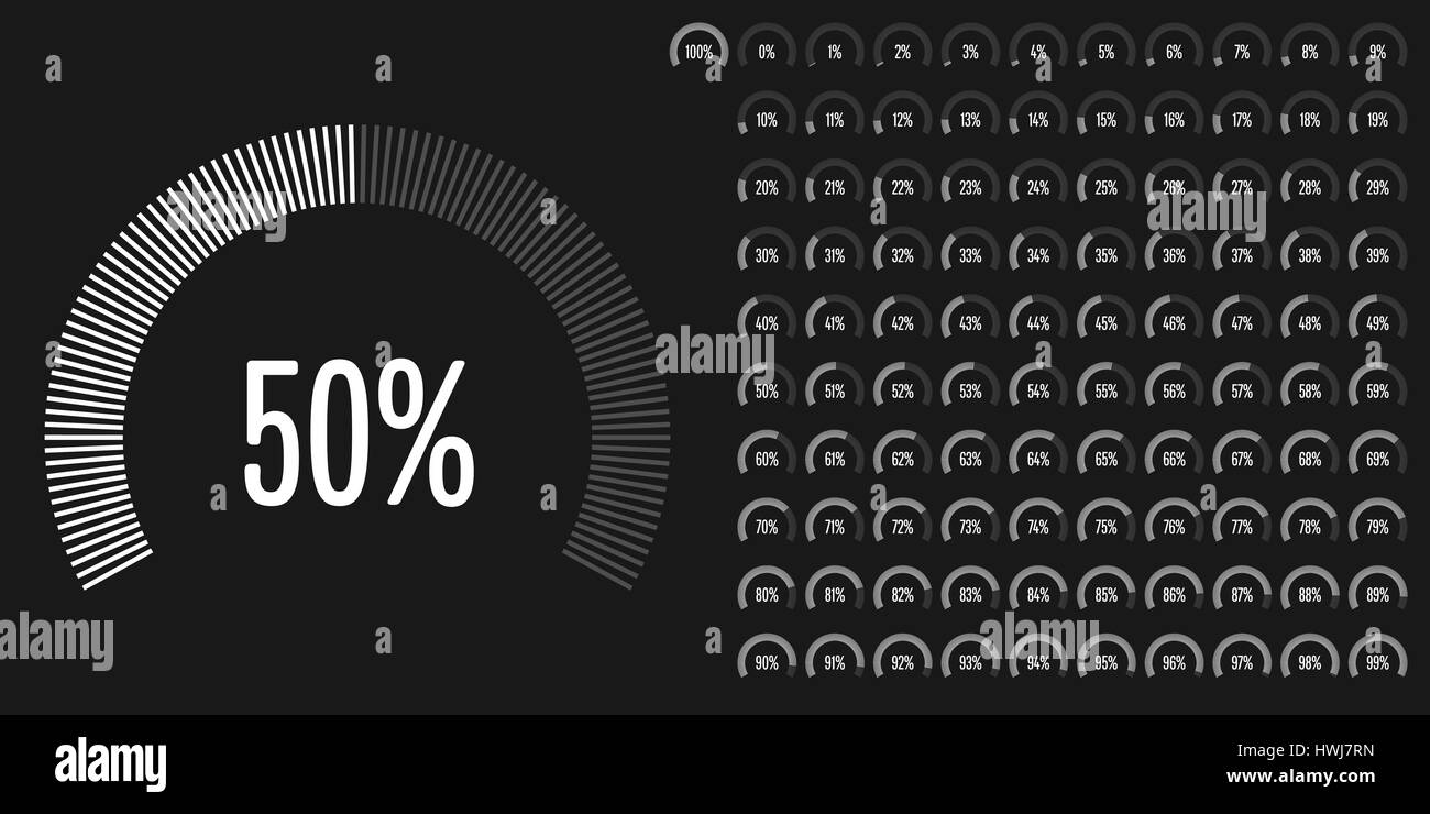 Set of circle percentage diagrams from 0 to 100 for web design, user ...