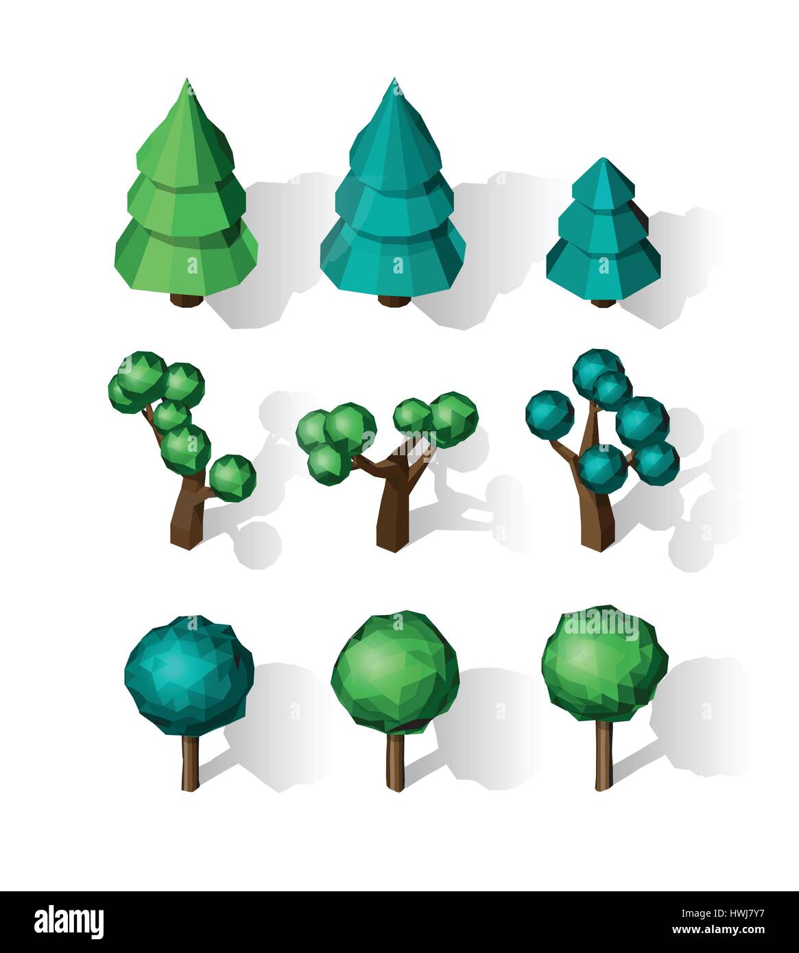 Isometric vector tree set. Landscape constructor kit Stock Vector Image ...