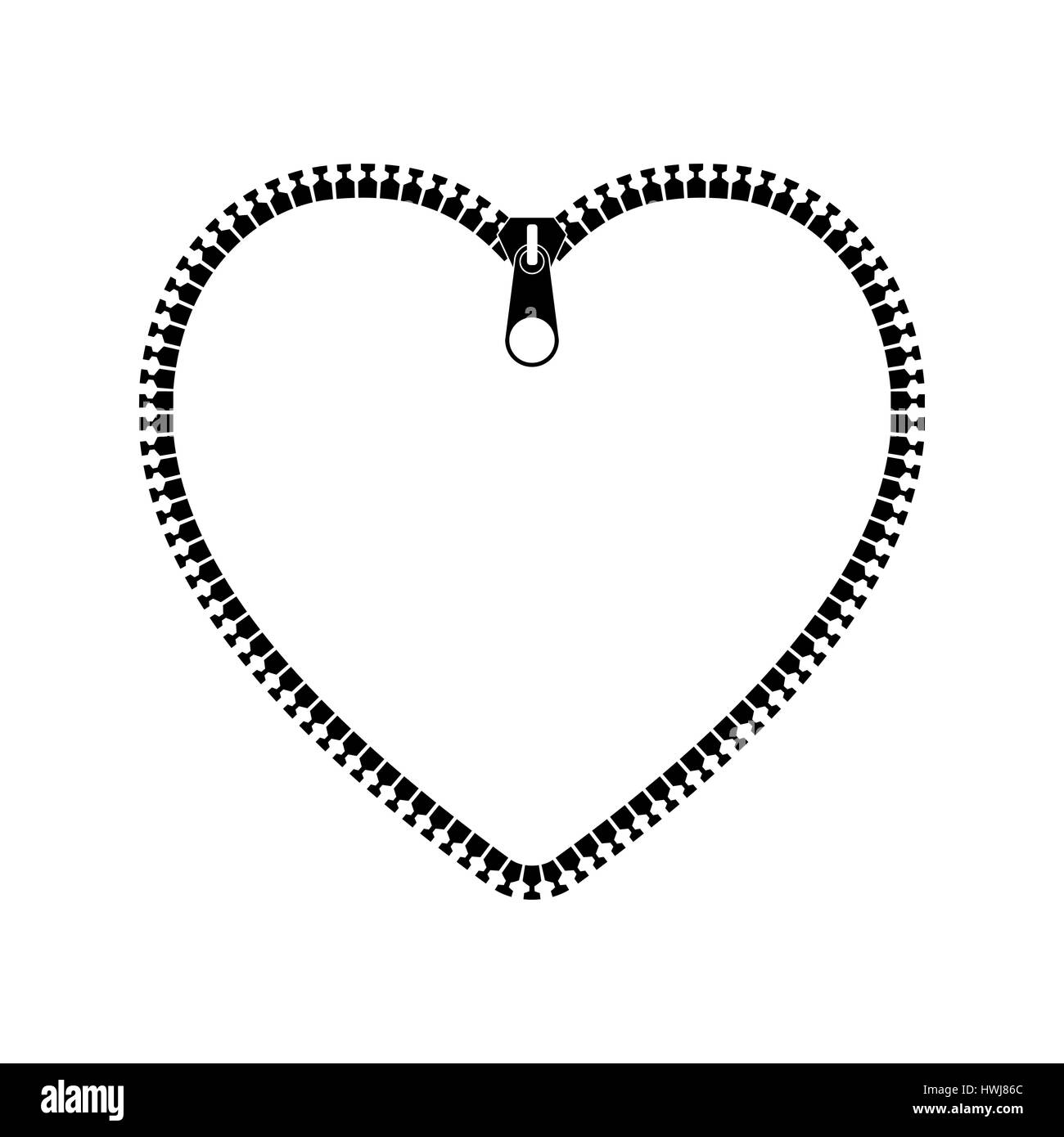 Gray icon heart with zipper, isolated on a white background, vector ...