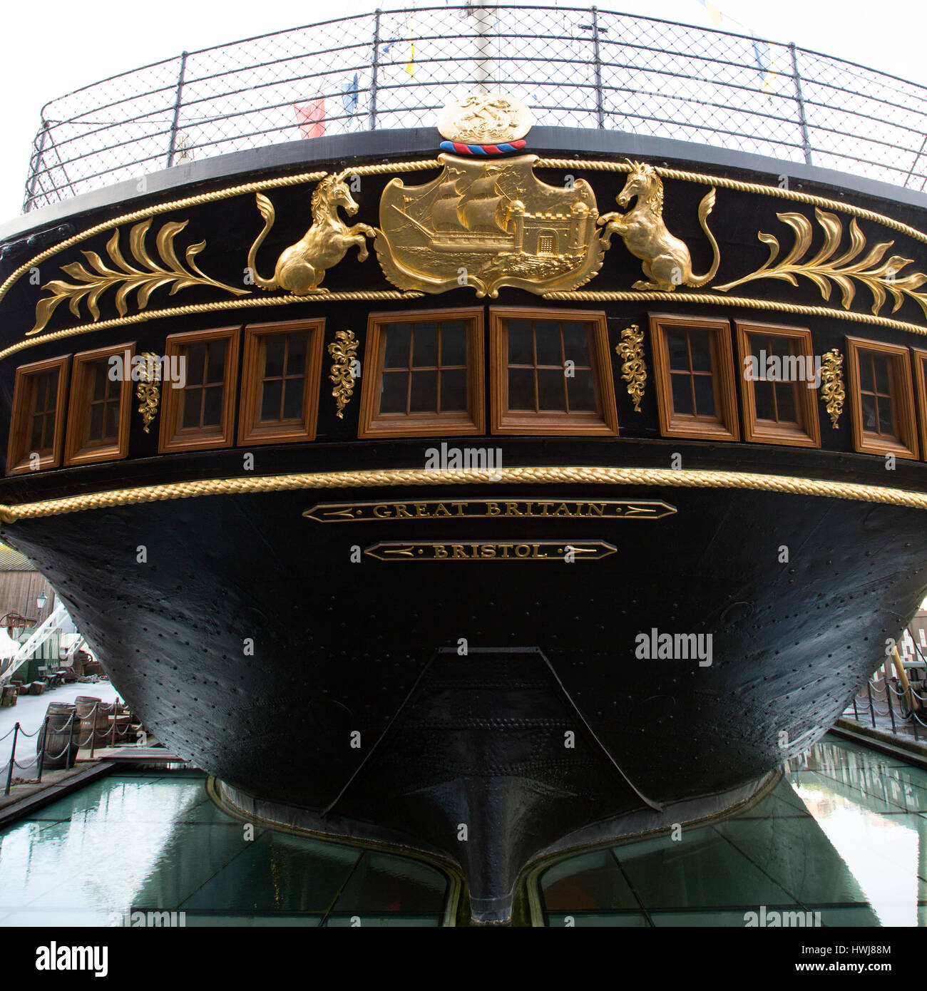 The SS Great Britain in Bristol, England. The ship, with a metal hull ...