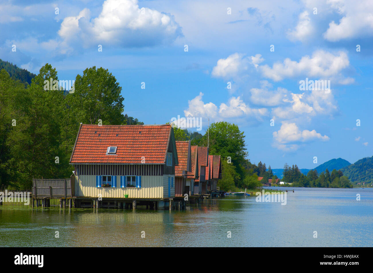 Buhl, Lake Buhl, Alpsee lake, Allgau, Bavaria, Germany, Europe Stock ...