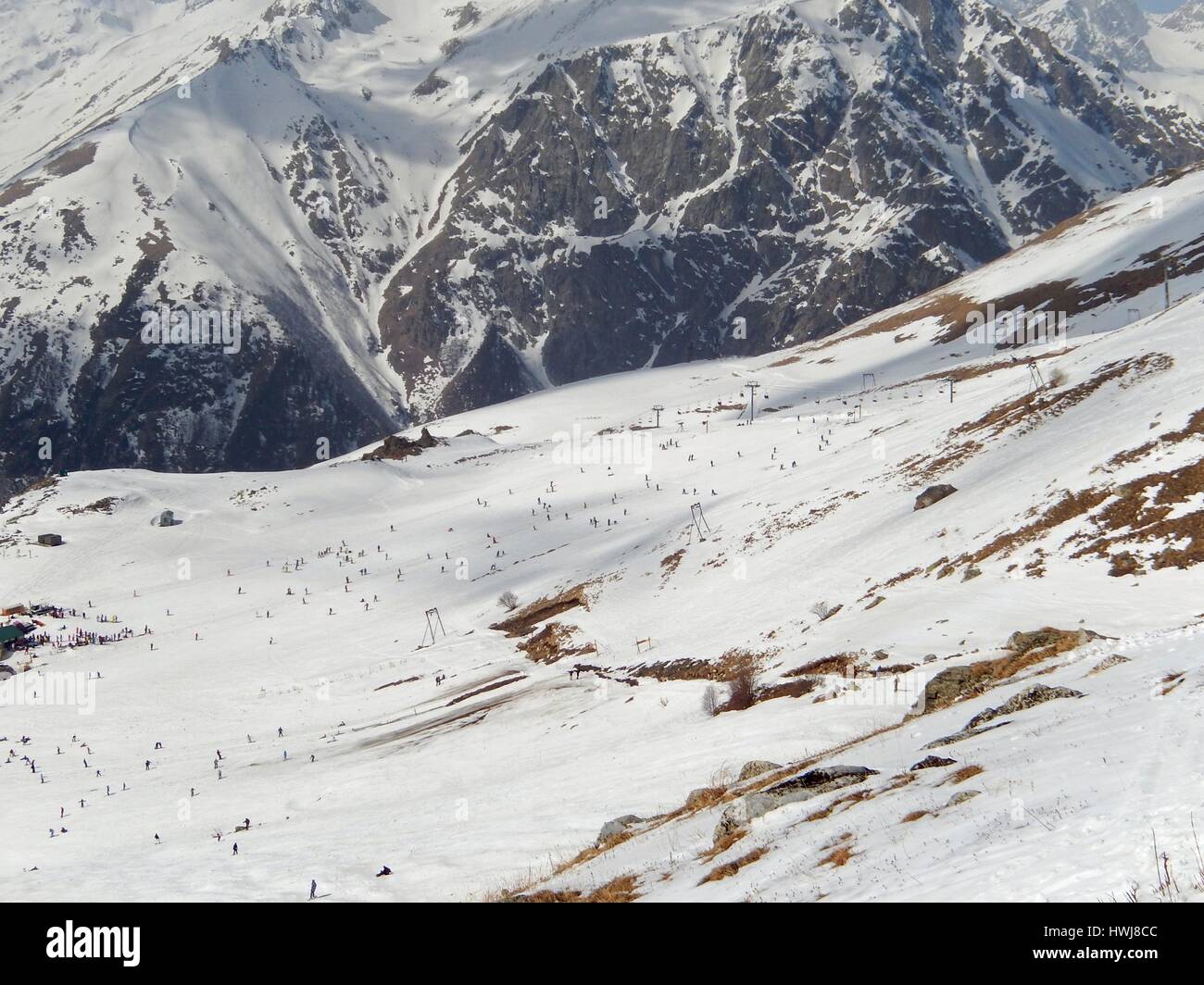 Skiing. Training ride on skis. Winter sport Stock Photo - Alamy
