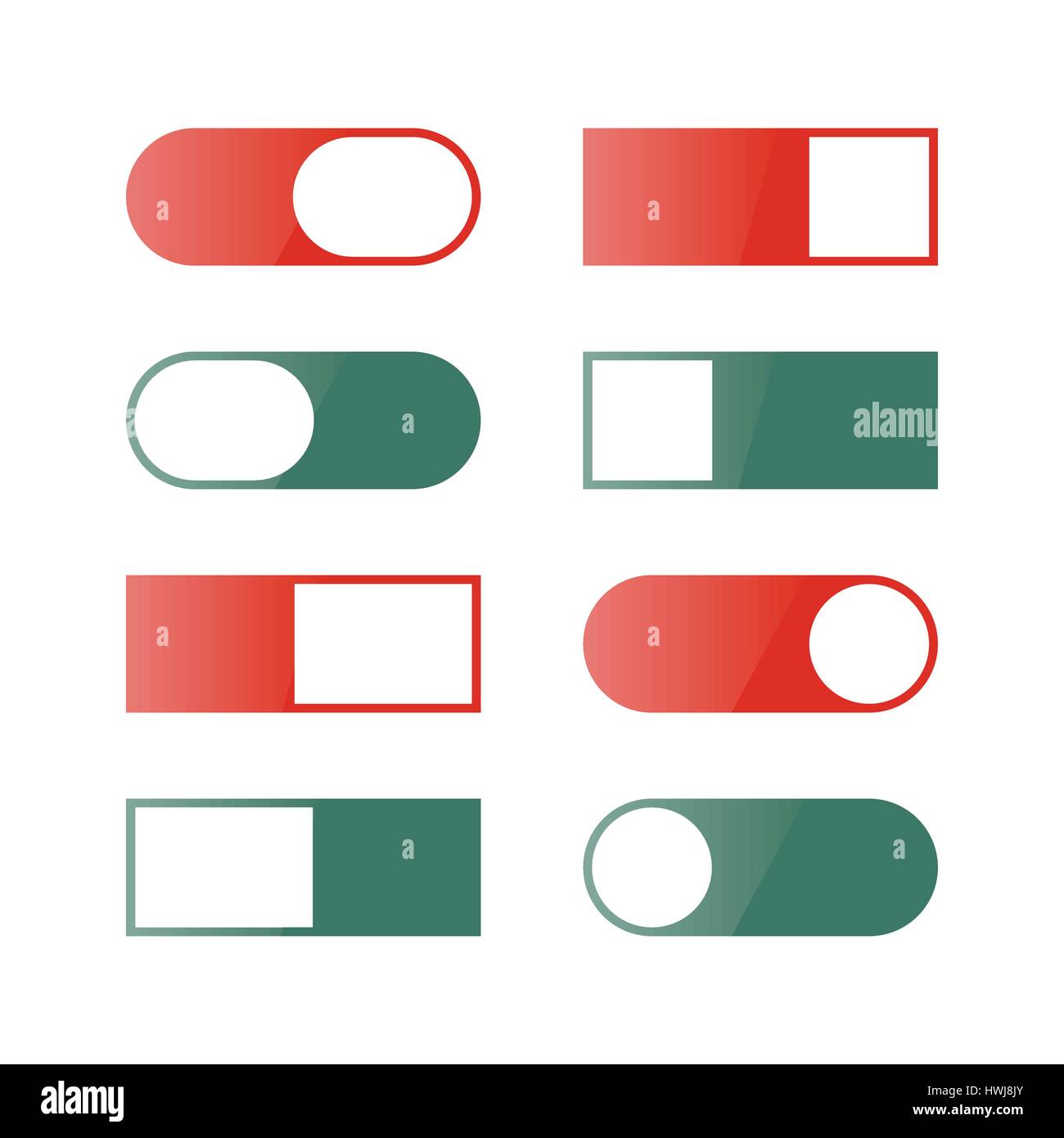 Set of different buttons and switches, web interface design elements ...