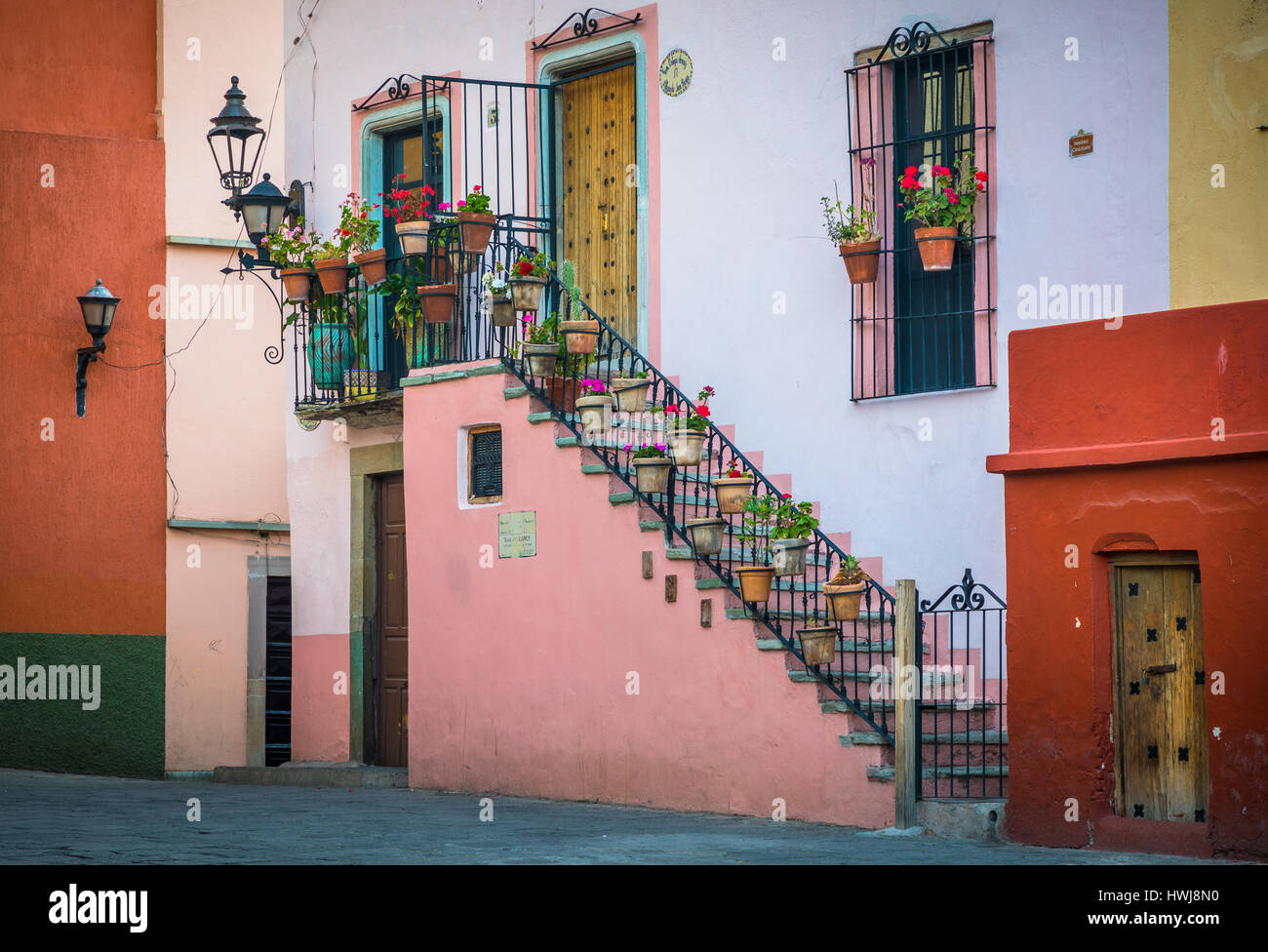 Beautiful staircase at home in Guanajuato, Mexico ------ Guanajuato is ...