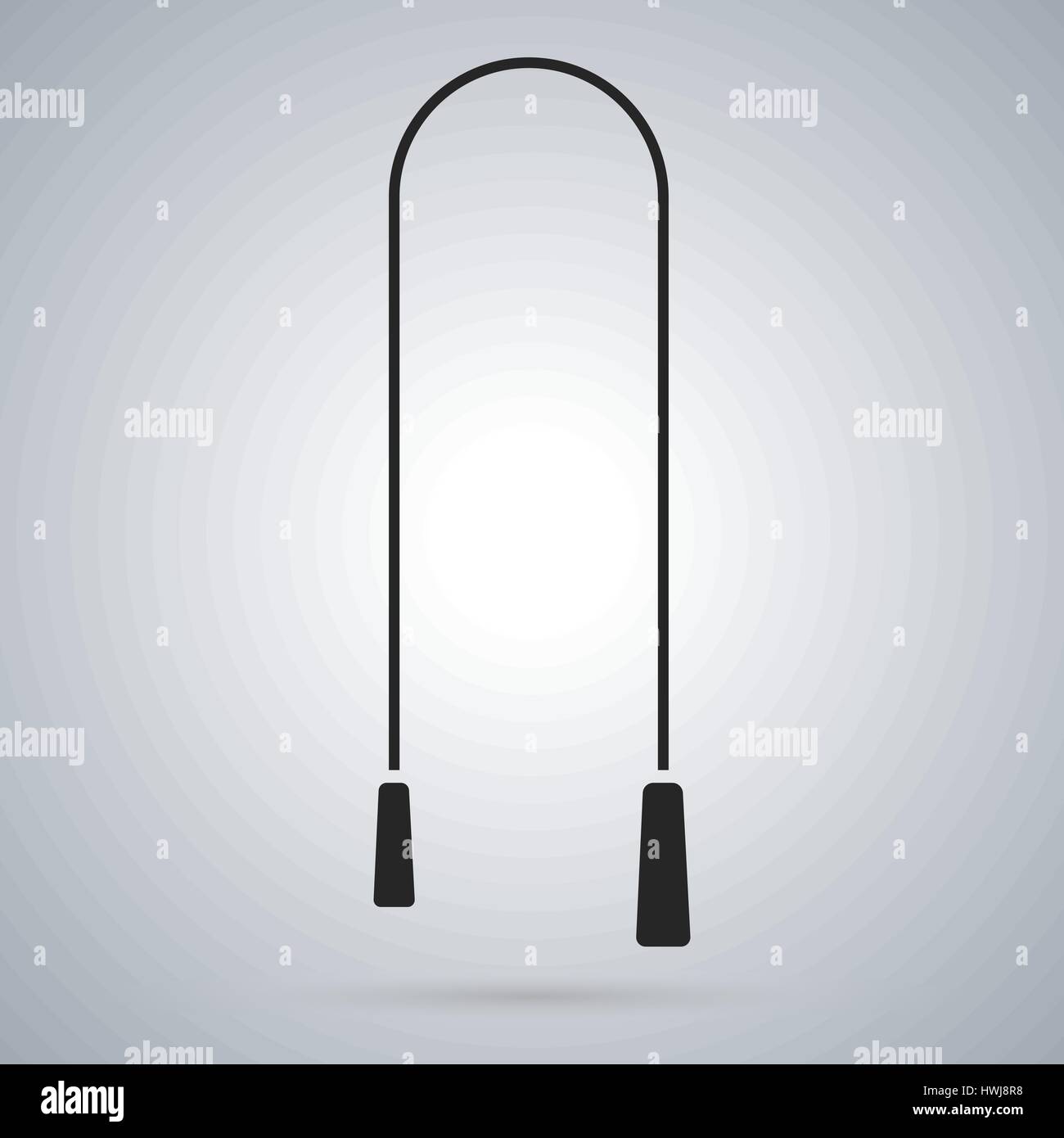 Gray icon jumping rope, sports equipment item to the gym and fitness ...