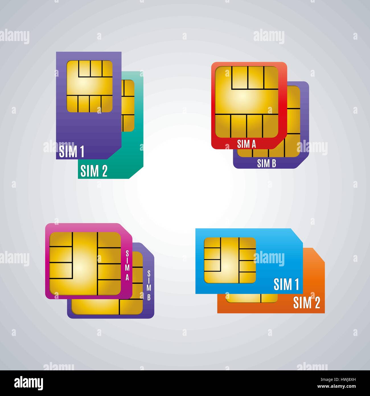 Icons dual sim card isolated on white background, vector illustration ...