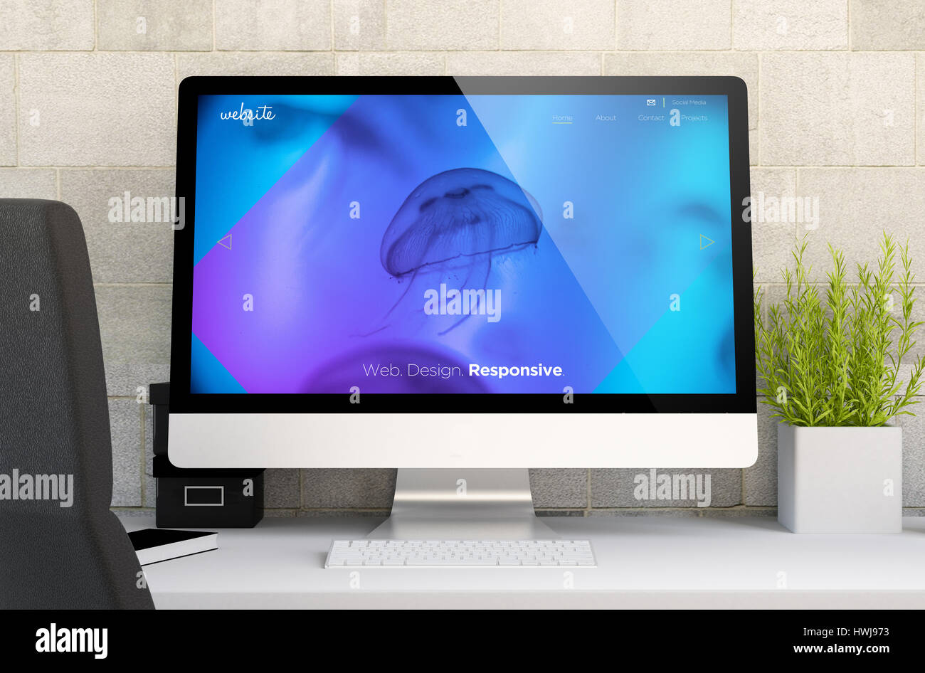 Monitor mockup 3d white background hi-res stock photography and images ...