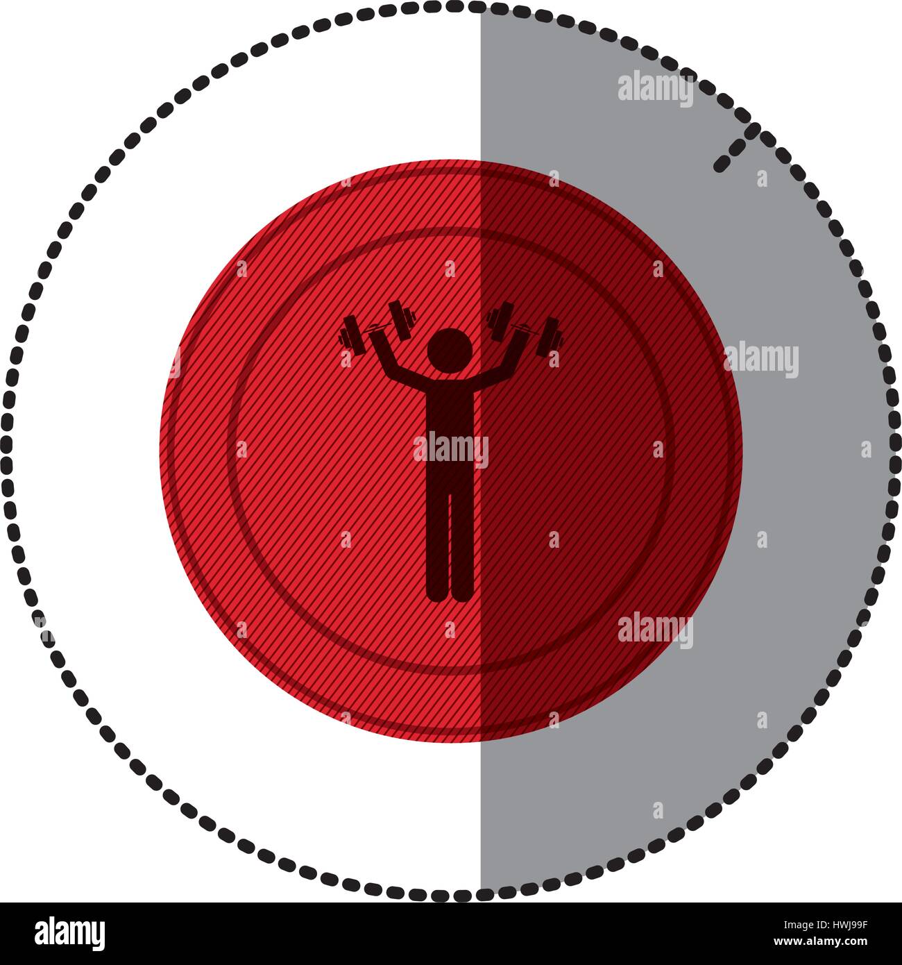 red symbol person lifting weights gym Stock Vector Image & Art - Alamy