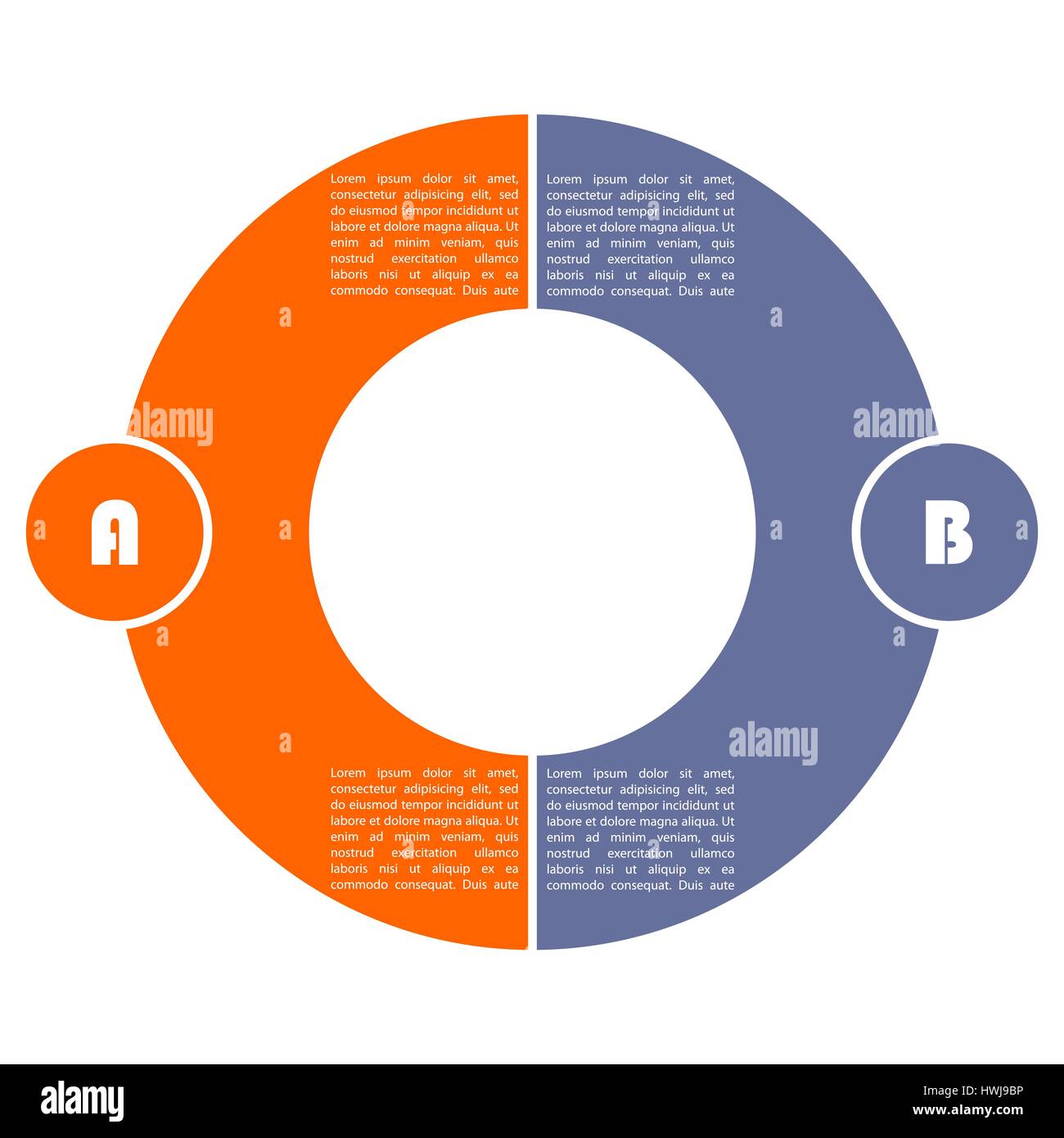 A set of bright circular elements for infographics, isolated on white ...