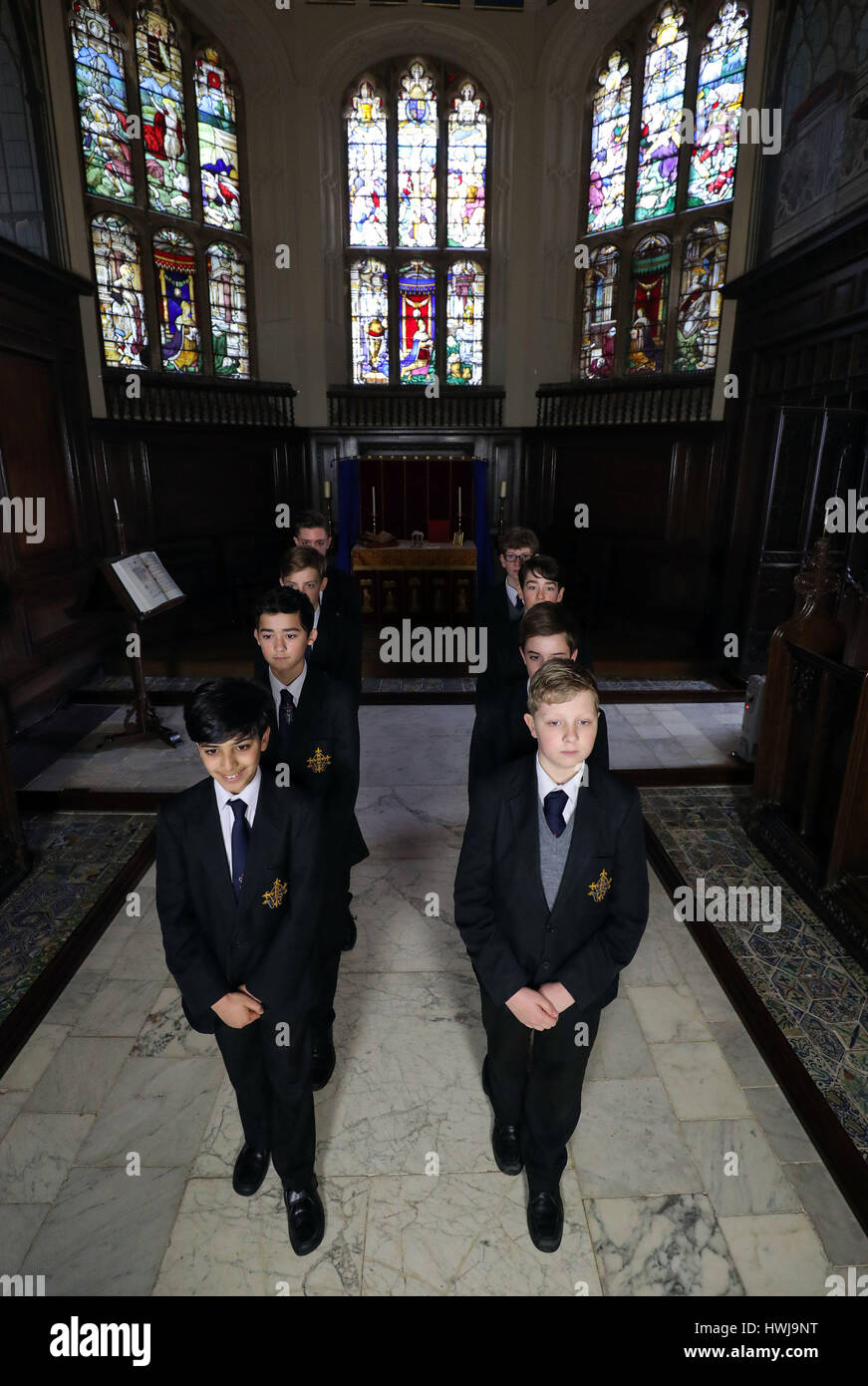 Choristers from Trinity Boys School in Croydon, in the original Tudor ...