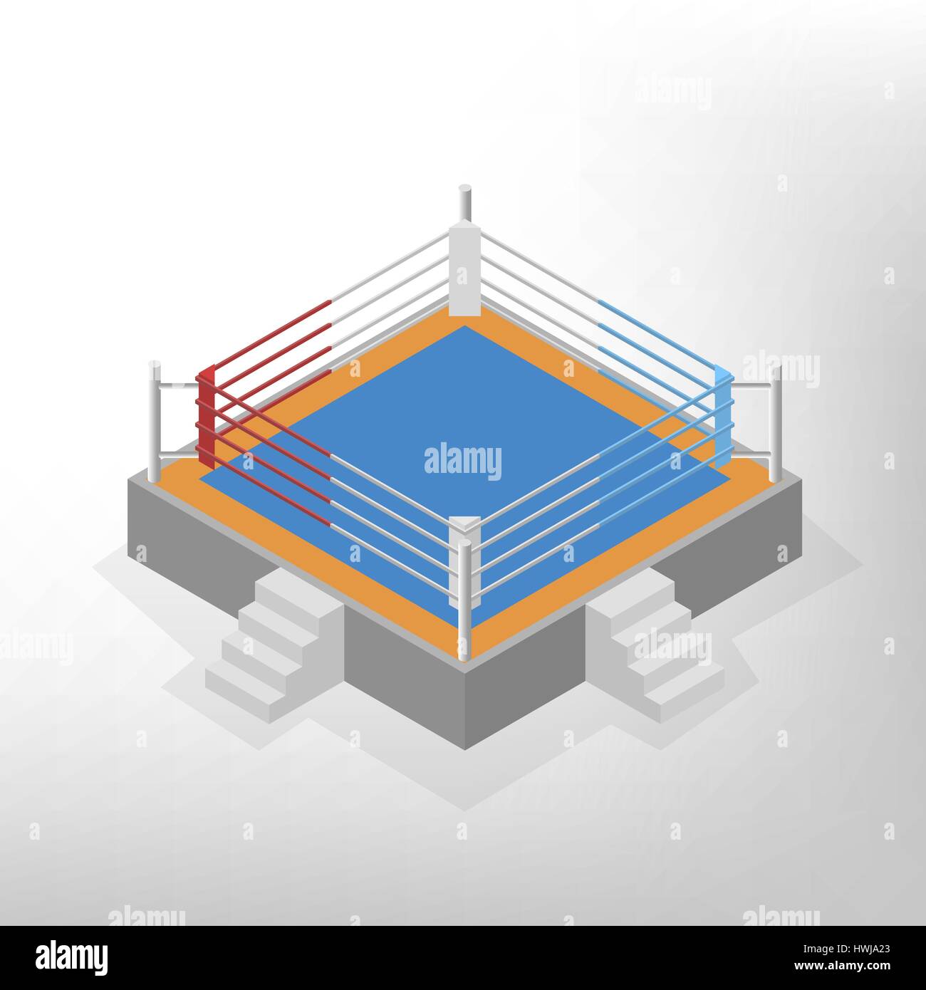 Boxing ring isolated on white background. Flat 3D isometric style ...